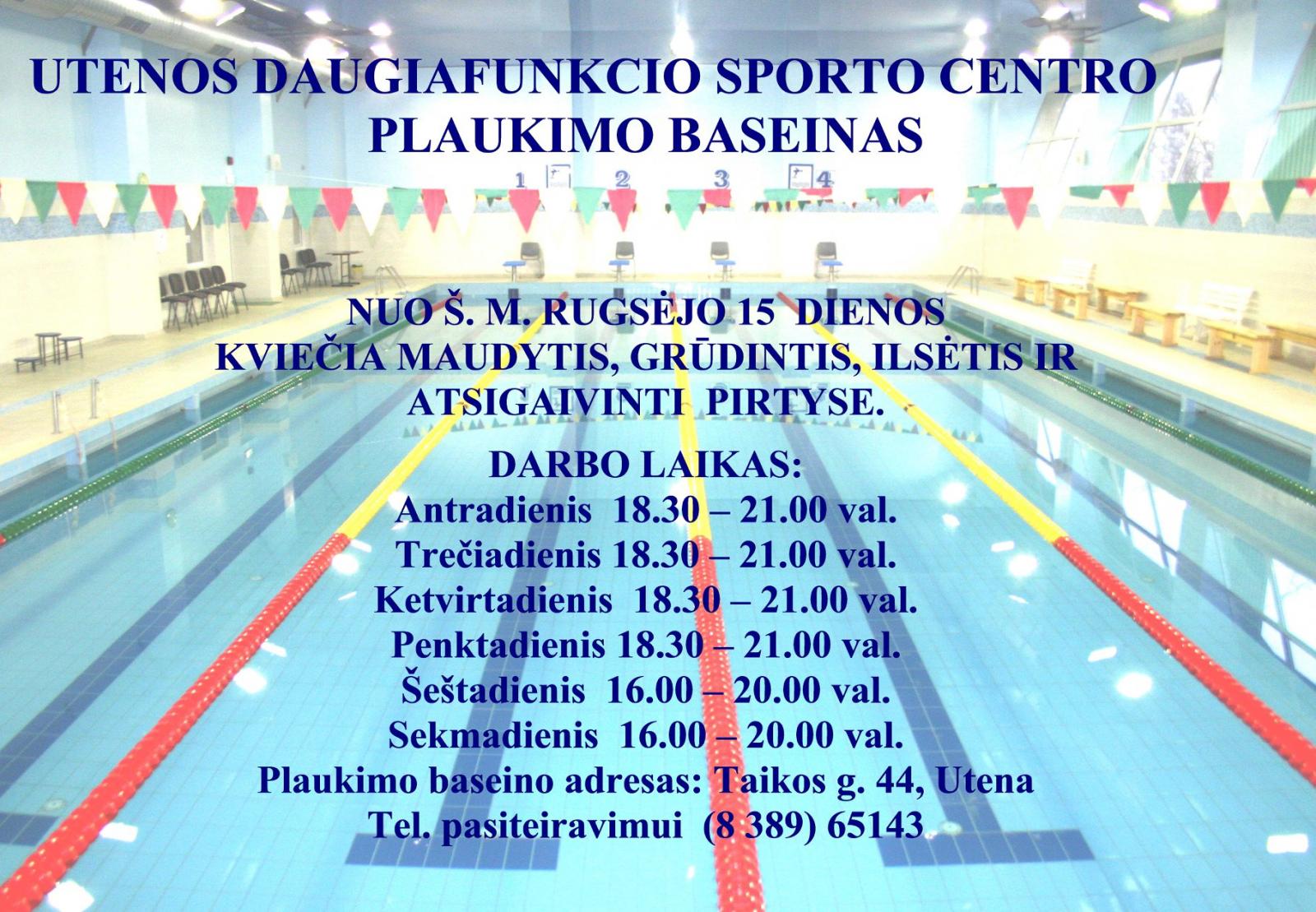 Plaukimo baseinas, pirtys Utenos mieste | utenainfo.lt